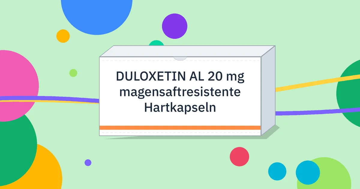 Symbolbild: Packung mit der Aufschrift DULOXETIN AL 20 mg magensaftresistente Hartkapseln (PZN 11188627) – Verfügbarkeit und Bezug in Apotheken in Frankfurt am Main