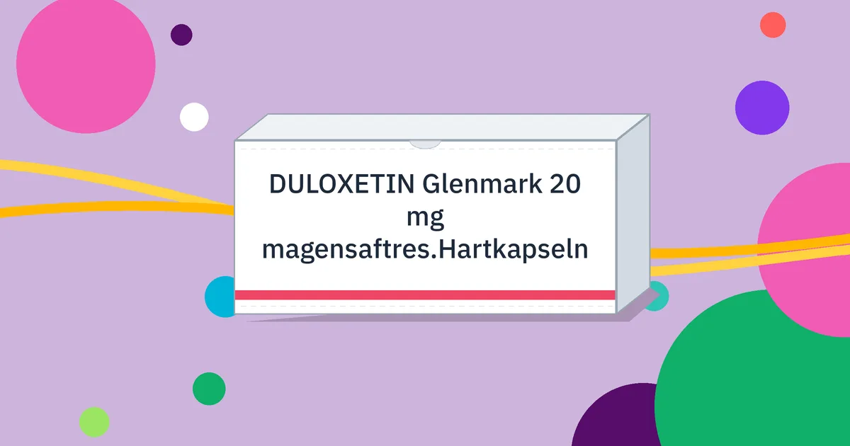 Symbolbild: Packung mit der Aufschrift DULOXETIN Glenmark 20 mg magensaftres.Hartkapseln (PZN 11323315) – Verfügbarkeit und Bezug in Apotheken in Frankfurt am Main