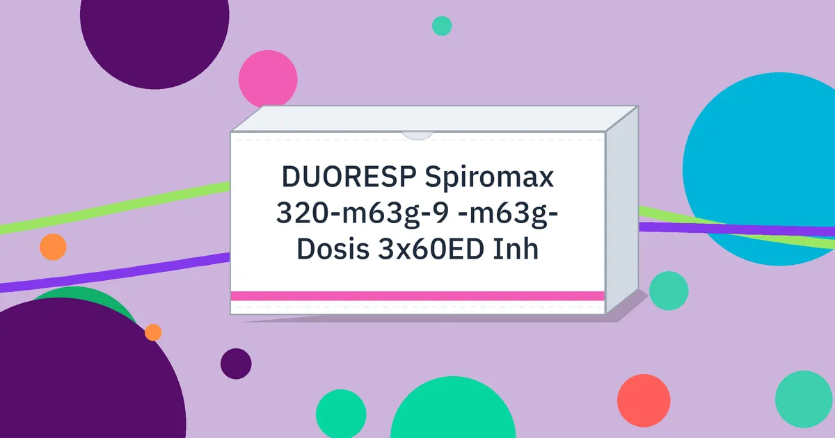 Symbolbild: Packung mit der Aufschrift DUORESP Spiromax 320-m63g-9 -m63g-Dosis 3x60ED Inh (PZN 16033378) – Verfügbarkeit und Bezug in Apotheken in Frankfurt am Main