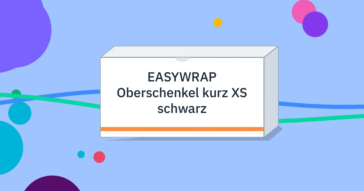 Symbolbild: Packung mit der Aufschrift EASYWRAP Oberschenkel kurz XS schwarz (PZN 18748845) – Verfügbarkeit und Bezug in Apotheken in Frankfurt am Main