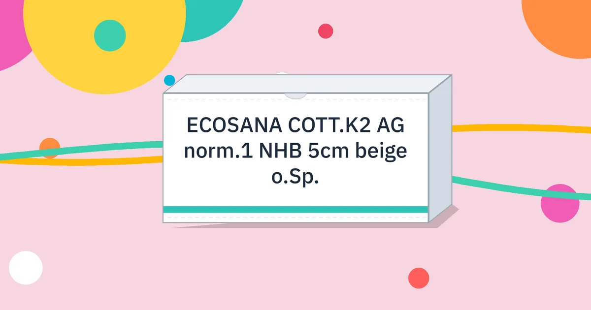 Symbolbild: Packung mit der Aufschrift ECOSANA COTT.K2 AG norm.1 NHB 5cm beige o.Sp. (PZN 16948534) – Verfügbarkeit und Bezug in Apotheken in Frankfurt am Main