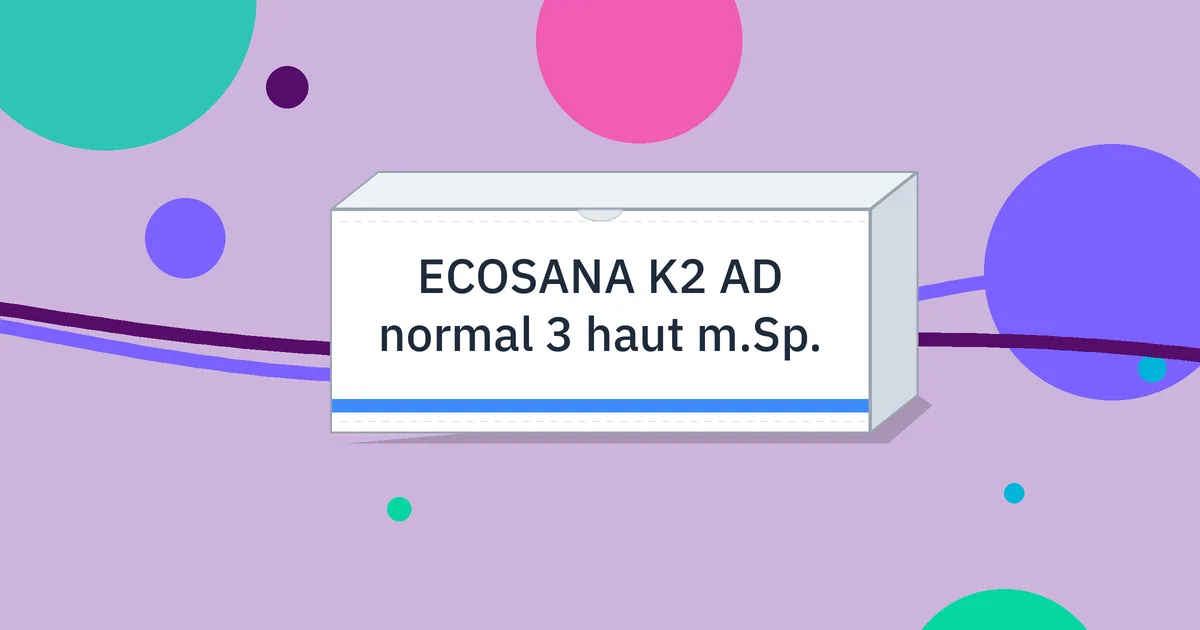 Symbolbild: Packung mit der Aufschrift ECOSANA K2 AD normal 3 haut m.Sp. (PZN 01341996) – Verfügbarkeit und Bezug in Apotheken in Frankfurt am Main