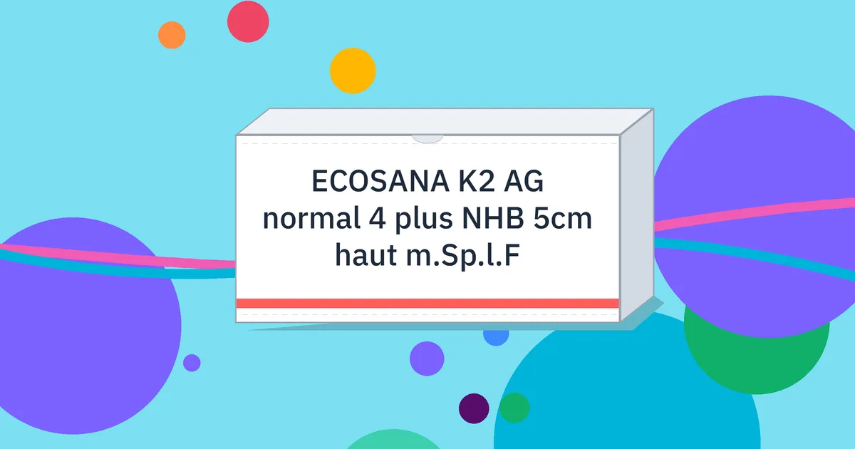 Symbolbild: Packung mit der Aufschrift ECOSANA K2 AG normal 4 plus NHB 5cm haut m.Sp.l.F (PZN 10957259) – Verfügbarkeit und Bezug in Apotheken in Frankfurt am Main