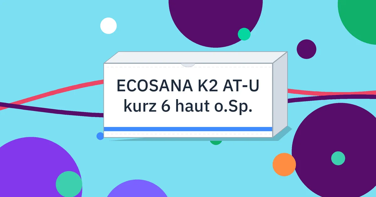 Symbolbild: Packung mit der Aufschrift ECOSANA K2 AT-U kurz 6 haut o.Sp. (PZN 01591339) – Verfügbarkeit und Bezug in Apotheken in Frankfurt am Main