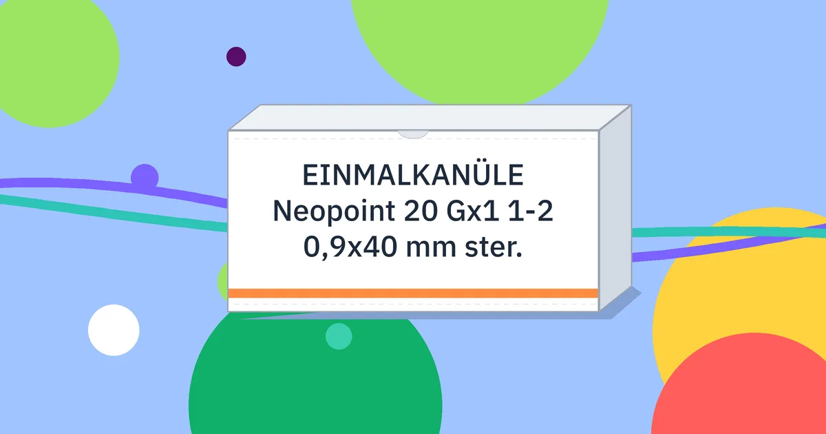 Symbolbild: Packung mit der Aufschrift EINMALKANÜLE Neopoint 20 Gx1 1-2 0,9x40 mm ster. (PZN 00363553) – Verfügbarkeit und Bezug in Apotheken in Frankfurt am Main
