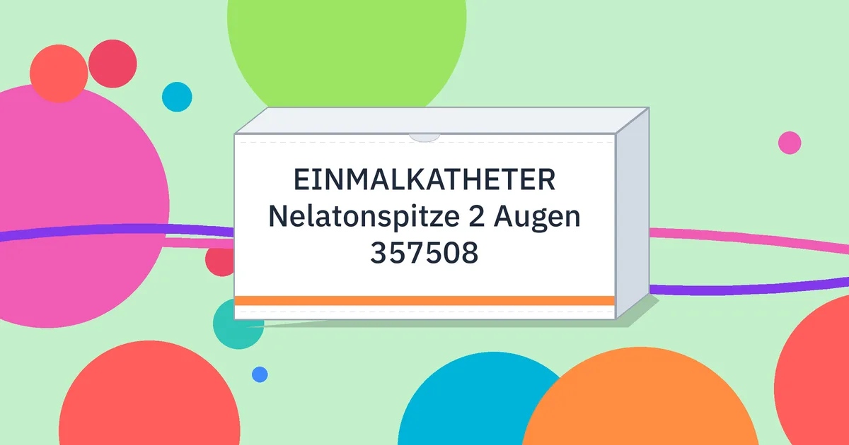 Symbolbild: Packung mit der Aufschrift EINMALKATHETER Nelatonspitze 2 Augen 357508 (PZN 20288569) – Verfügbarkeit und Bezug in Apotheken in Frankfurt am Main