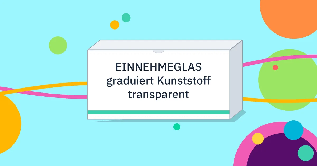 Symbolbild: Packung mit der Aufschrift EINNEHMEGLAS graduiert Kunststoff transparent (PZN 10947812) – Verfügbarkeit und Bezug in Apotheken in Frankfurt am Main