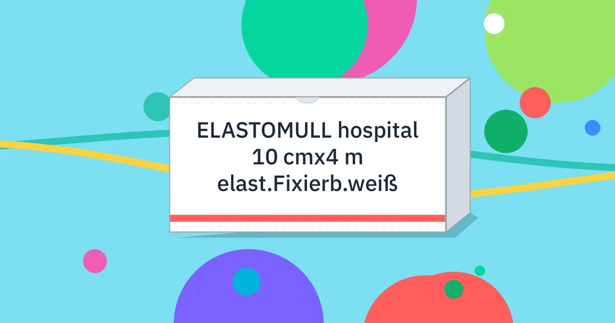 Symbolbild: Packung mit der Aufschrift ELASTOMULL hospital 10 cmx4 m elast.Fixierb.weiß (PZN 16027260) – Verfügbarkeit und Bezug in Apotheken in Frankfurt am Main