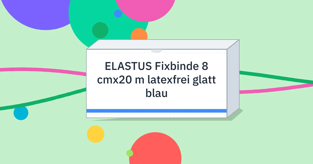 Symbolbild: Packung mit der Aufschrift ELASTUS Fixbinde 8 cmx20 m latexfrei glatt blau (PZN 06457321) – Verfügbarkeit und Bezug in Apotheken in Frankfurt am Main