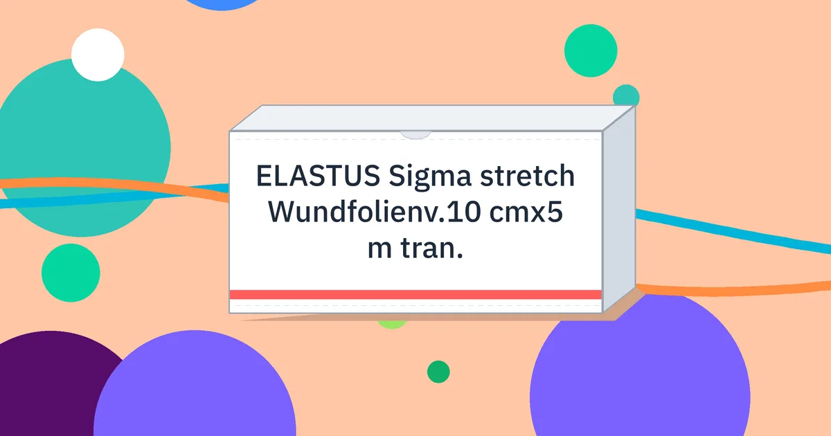 Symbolbild: Packung mit der Aufschrift ELASTUS Sigma stretch Wundfolienv.10 cmx5 m tran. (PZN 16678589) – Verfügbarkeit und Bezug in Apotheken in Frankfurt am Main