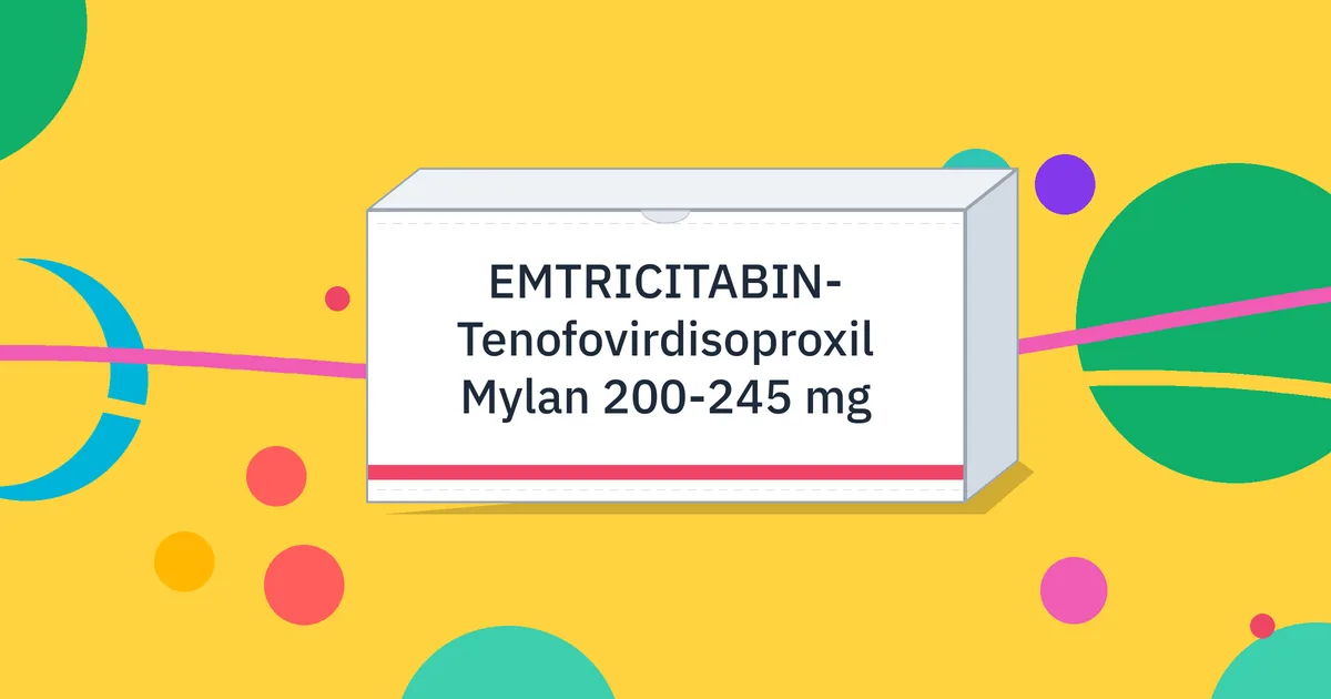 Symbolbild: Packung mit der Aufschrift EMTRICITABIN-Tenofovirdisoproxil Mylan 200-245 mg (PZN 12546773) – Verfügbarkeit und Bezug in Apotheken in Frankfurt am Main