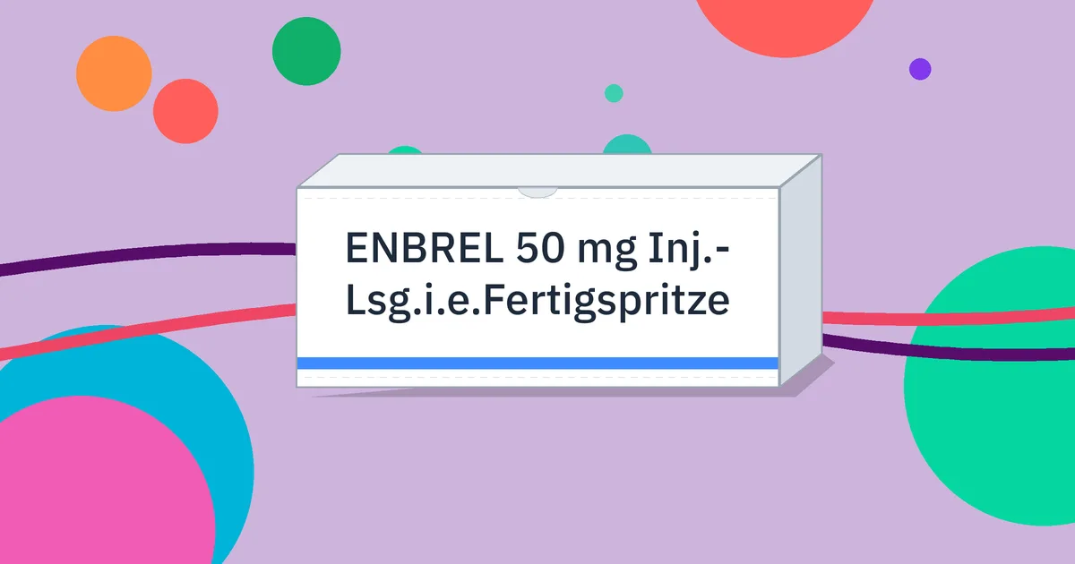Symbolbild: Packung mit der Aufschrift ENBREL 50 mg Inj.-Lsg.i.e.Fertigspritze (PZN 06057047) – Verfügbarkeit und Bezug in Apotheken in Frankfurt am Main