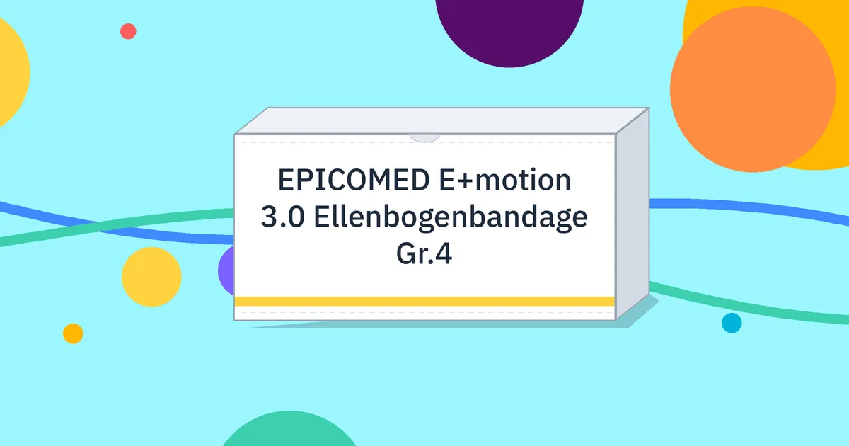 Symbolbild: Packung mit der Aufschrift EPICOMED E+motion 3.0 Ellenbogenbandage Gr.4 (PZN 19369647) – Verfügbarkeit und Bezug in Apotheken in Frankfurt am Main
