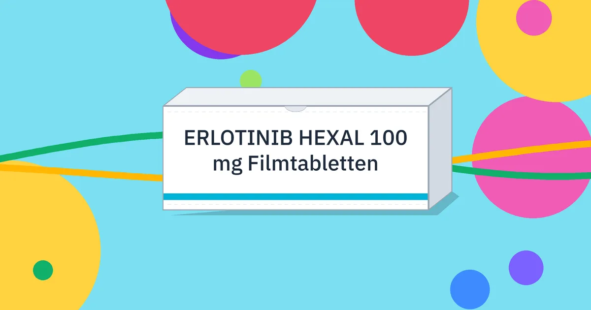Symbolbild: Packung mit der Aufschrift ERLOTINIB HEXAL 100 mg Filmtabletten (PZN 16121272) – Verfügbarkeit und Bezug in Apotheken in Frankfurt am Main