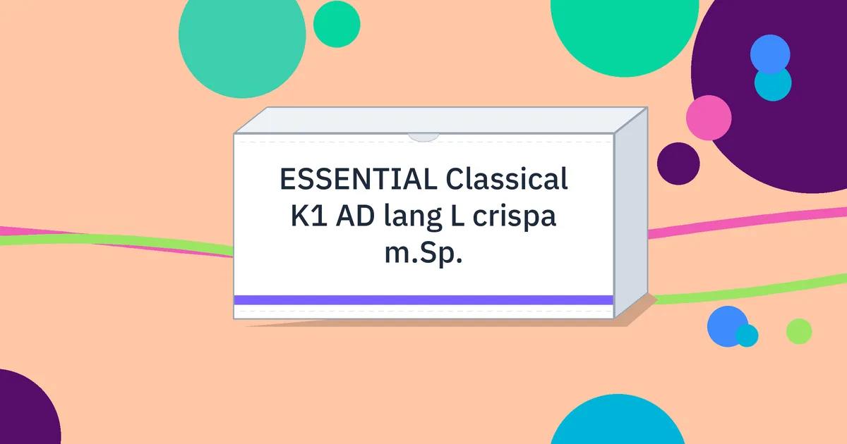 Symbolbild: Packung mit der Aufschrift ESSENTIAL Classical K1 AD lang L crispa m.Sp. (PZN 16999997) – Verfügbarkeit und Bezug in Apotheken in Frankfurt am Main