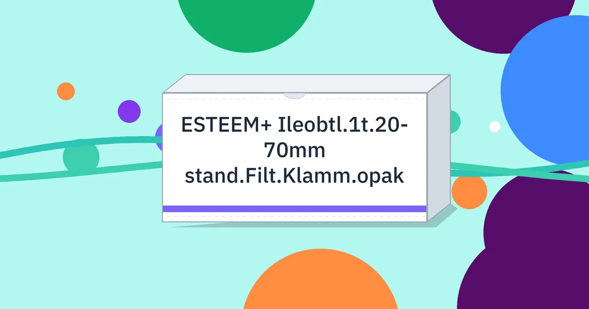 Symbolbild: Packung mit der Aufschrift ESTEEM+ Ileobtl.1t.20-70mm stand.Filt.Klamm.opak (PZN 13507628) – Verfügbarkeit und Bezug in Apotheken in Frankfurt am Main