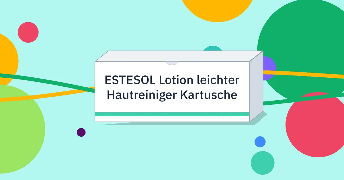 Symbolbild: Packung mit der Aufschrift ESTESOL Lotion leichter Hautreiniger Kartusche (PZN 16748769) – Verfügbarkeit und Bezug in Apotheken in Frankfurt am Main