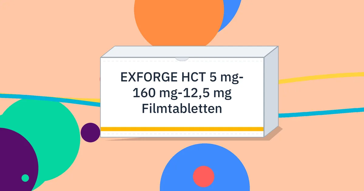 Symbolbild: Packung mit der Aufschrift EXFORGE HCT 5 mg-160 mg-12,5 mg Filmtabletten (PZN 05110992) – Verfügbarkeit und Bezug in Apotheken in Frankfurt am Main