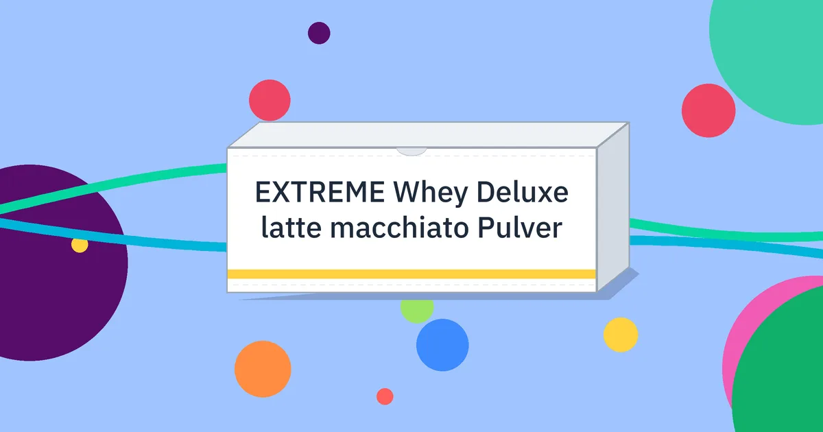 Symbolbild: Packung mit der Aufschrift EXTREME Whey Deluxe latte macchiato Pulver (PZN 10286948) – Verfügbarkeit und Bezug in Apotheken in Frankfurt am Main