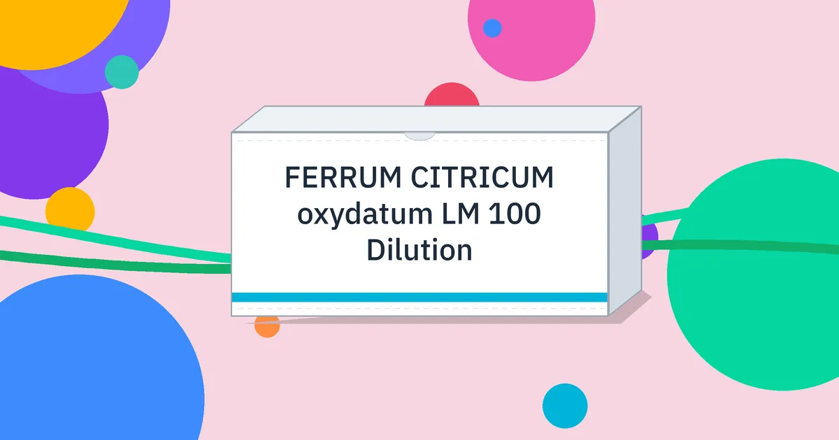 Symbolbild: Packung mit der Aufschrift FERRUM CITRICUM oxydatum LM 100 Dilution (PZN 12848741) – Verfügbarkeit und Bezug in Apotheken in Frankfurt am Main