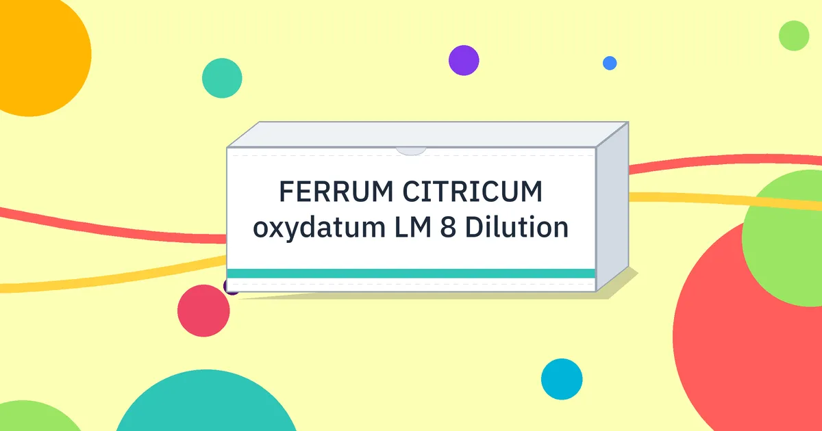 Symbolbild: Packung mit der Aufschrift FERRUM CITRICUM oxydatum LM 8 Dilution (PZN 12848391) – Verfügbarkeit und Bezug in Apotheken in Frankfurt am Main