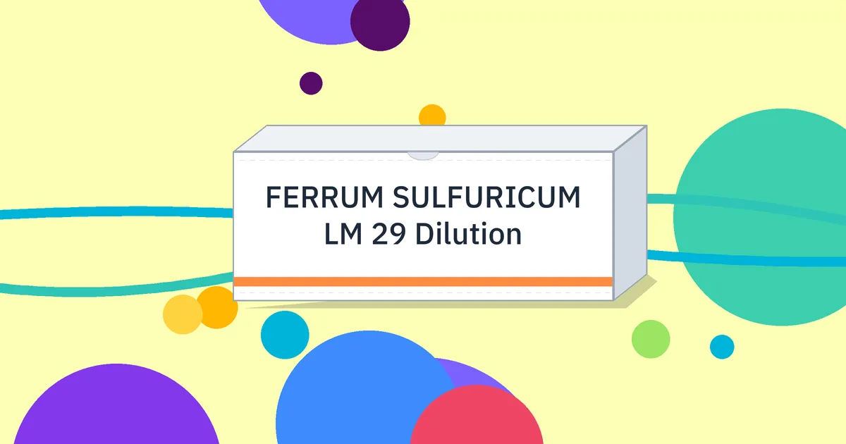 Symbolbild: Packung mit der Aufschrift FERRUM SULFURICUM LM 29 Dilution (PZN 12853713) – Verfügbarkeit und Bezug in Apotheken in Frankfurt am Main