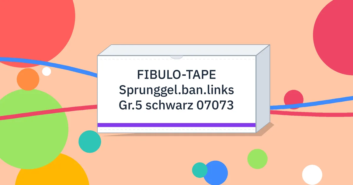 Symbolbild: Packung mit der Aufschrift FIBULO-TAPE Sprunggel.ban.links Gr.5 schwarz 07073 (PZN 05543225) – Verfügbarkeit und Bezug in Apotheken in Frankfurt am Main