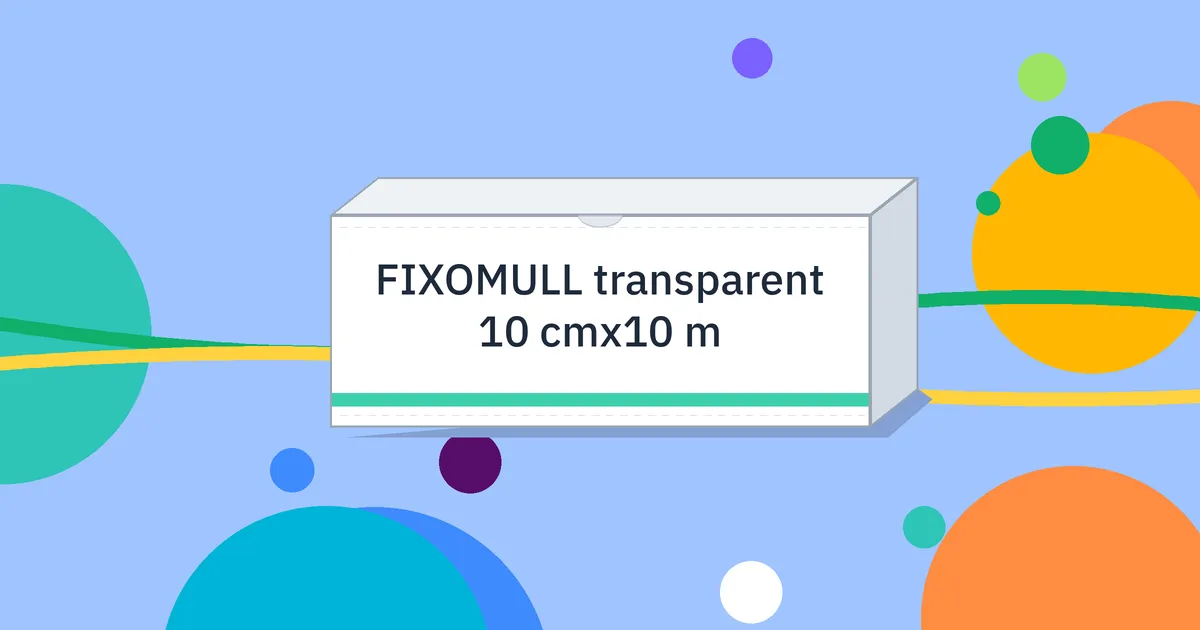 Symbolbild: Packung mit der Aufschrift FIXOMULL transparent 10 cmx10 m (PZN 19347657) – Verfügbarkeit und Bezug in Apotheken in Frankfurt am Main