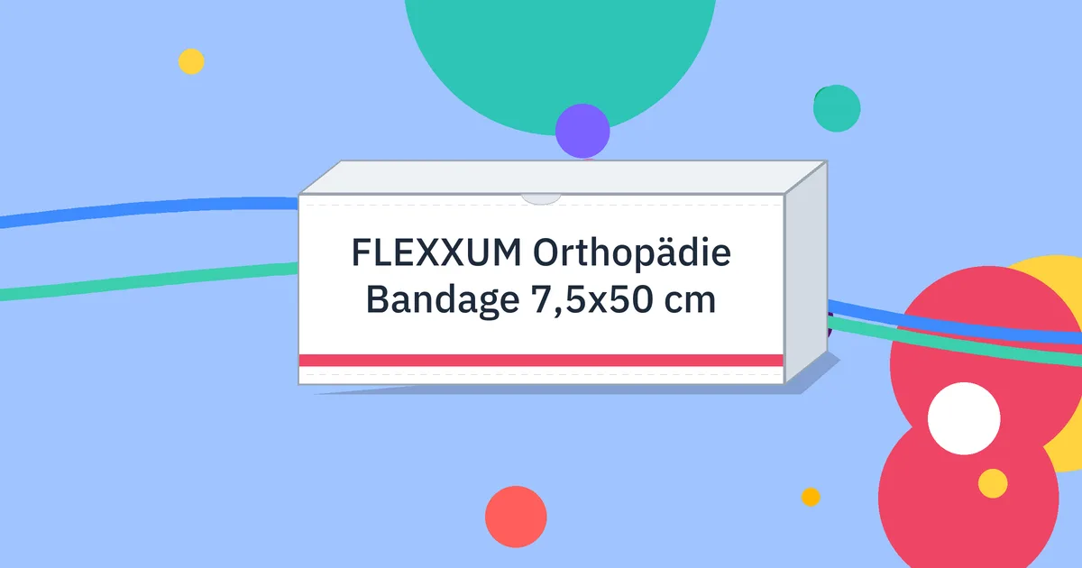 Symbolbild: Packung mit der Aufschrift FLEXXUM Orthopädie Bandage 7,5x50 cm (PZN 01317822) – Verfügbarkeit und Bezug in Apotheken in Frankfurt am Main