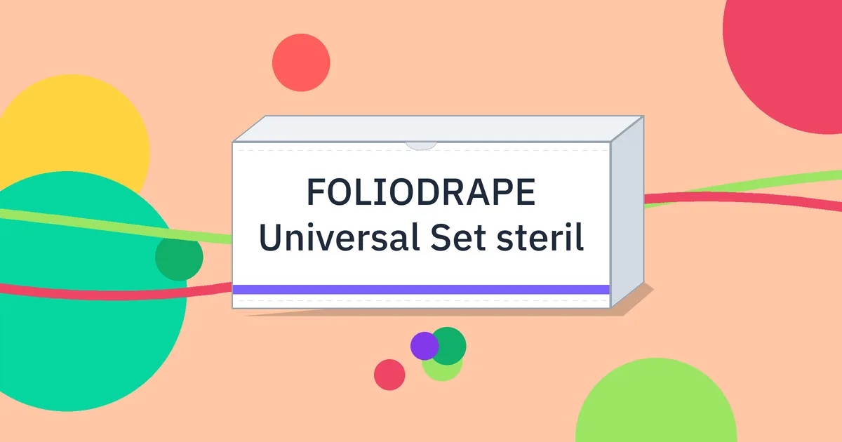 Symbolbild: Packung mit der Aufschrift FOLIODRAPE Universal Set steril (PZN 06892376) – Verfügbarkeit und Bezug in Apotheken in Frankfurt am Main