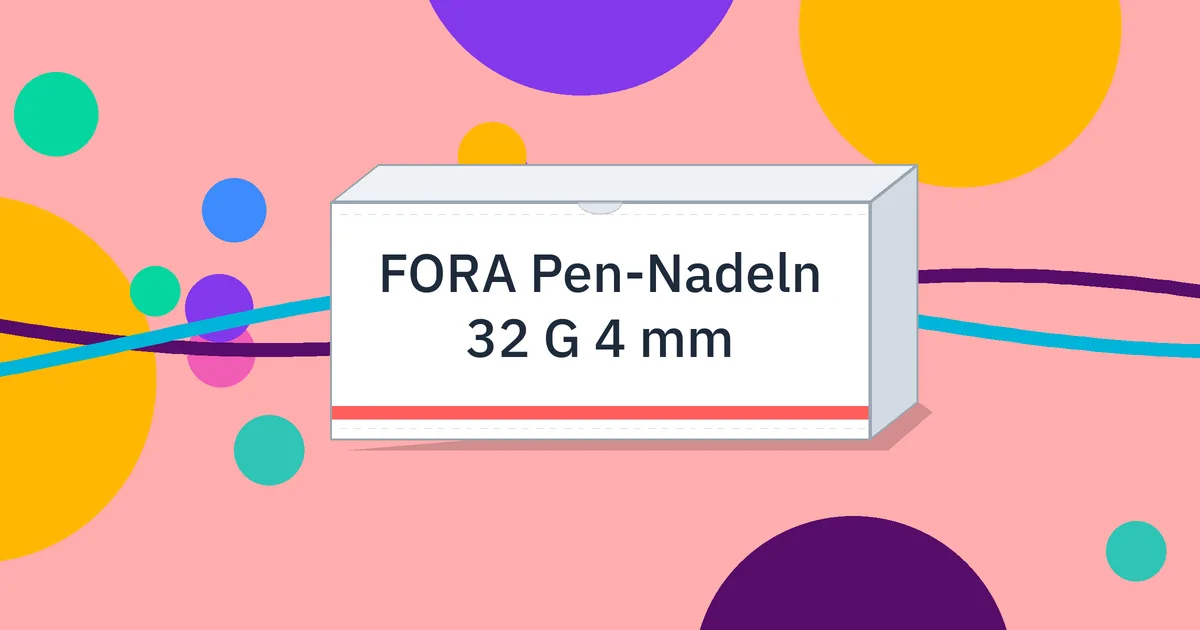 Symbolbild: Packung mit der Aufschrift FORA Pen-Nadeln 32 G 4 mm (PZN 19480416) – Verfügbarkeit und Bezug in Apotheken in Frankfurt am Main