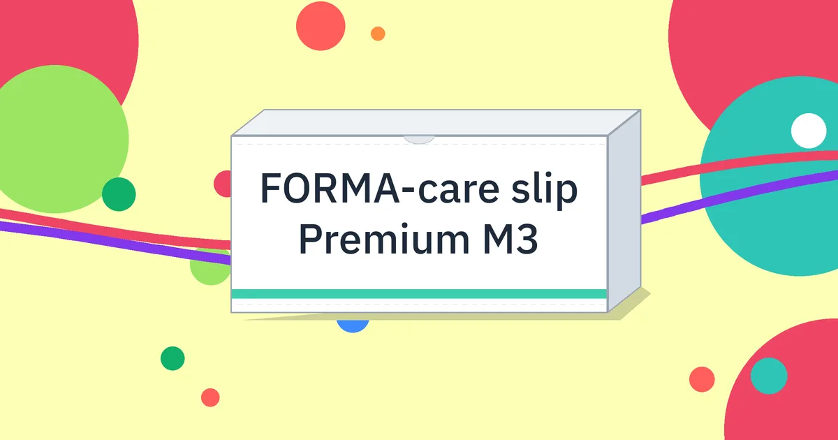 Symbolbild: Packung mit der Aufschrift FORMA-care slip Premium M3 (PZN 06430492) – Verfügbarkeit und Bezug in Apotheken in Frankfurt am Main