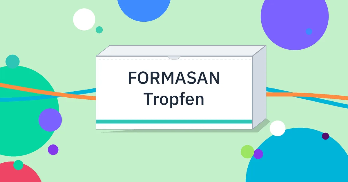 Symbolbild: Packung mit der Aufschrift FORMASAN Tropfen (PZN 07284839) – Verfügbarkeit und Bezug in Apotheken in Frankfurt am Main