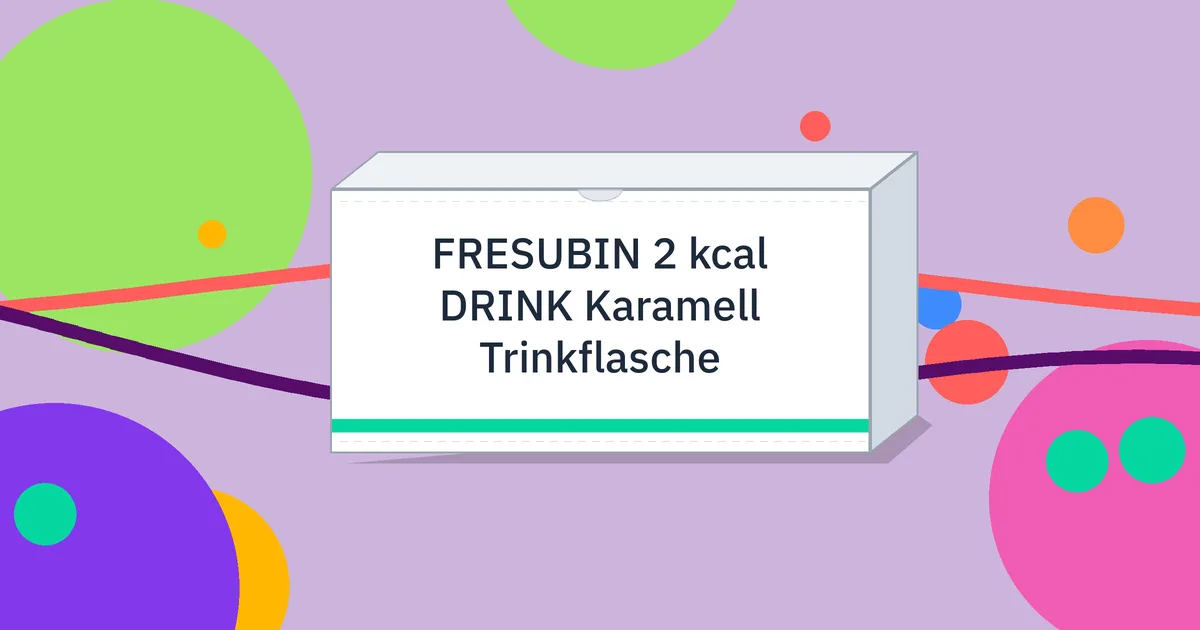 Symbolbild: Packung mit der Aufschrift FRESUBIN 2 kcal DRINK Karamell Trinkflasche (PZN 20191893) – Verfügbarkeit und Bezug in Apotheken in Frankfurt am Main
