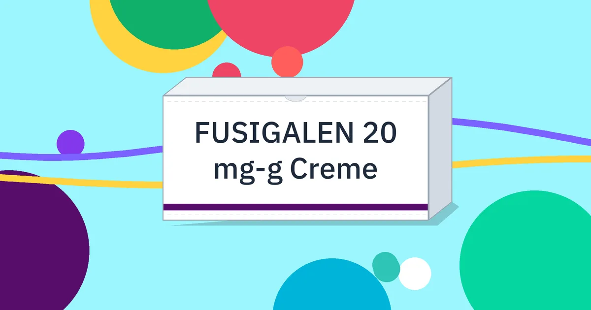 Symbolbild: Packung mit der Aufschrift FUSIGALEN 20 mg-g Creme (PZN 18332725) – Verfügbarkeit und Bezug in Apotheken in Frankfurt am Main