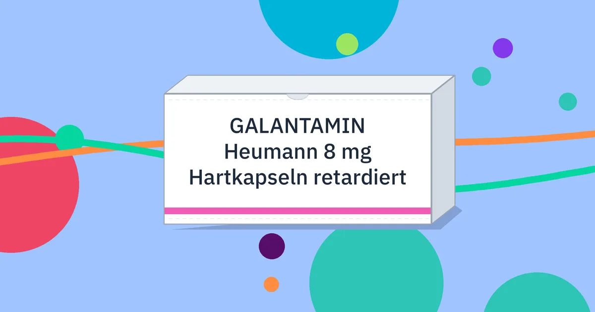Symbolbild: Packung mit der Aufschrift GALANTAMIN Heumann 8 mg Hartkapseln retardiert (PZN 10408908) – Verfügbarkeit und Bezug in Apotheken in Frankfurt am Main