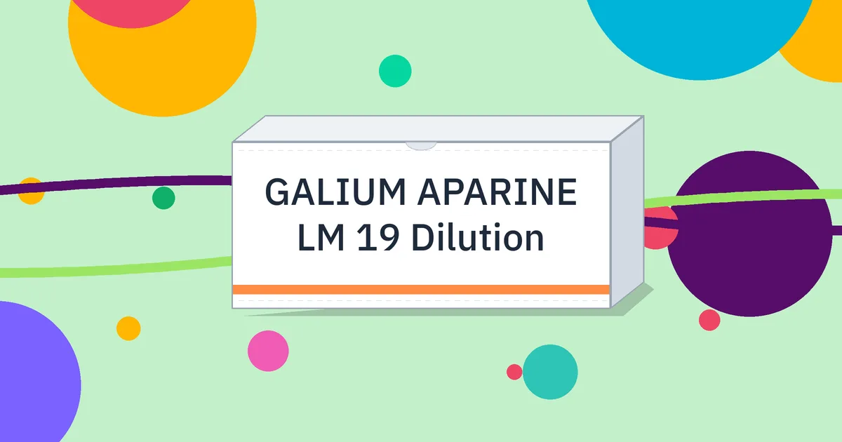 Symbolbild: Packung mit der Aufschrift GALIUM APARINE LM 19 Dilution (PZN 13497203) – Verfügbarkeit und Bezug in Apotheken in Frankfurt am Main