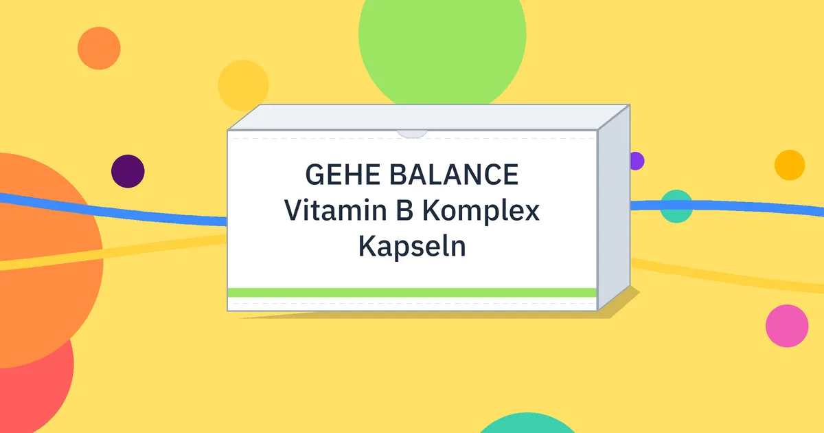 Symbolbild: Packung mit der Aufschrift GEHE BALANCE Vitamin B Komplex Kapseln (PZN 04986848) – Verfügbarkeit und Bezug in Apotheken in Frankfurt am Main