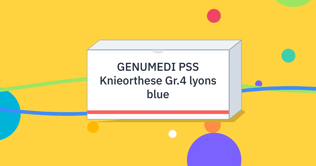 Symbolbild: Packung mit der Aufschrift GENUMEDI PSS Knieorthese Gr.4 lyons blue (PZN 18322508) – Verfügbarkeit und Bezug in Apotheken in Frankfurt am Main