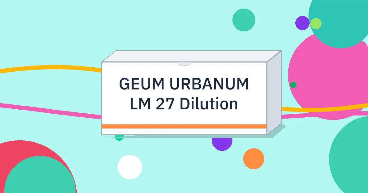 Symbolbild: Packung mit der Aufschrift GEUM URBANUM LM 27 Dilution (PZN 13543937) – Verfügbarkeit und Bezug in Apotheken in Frankfurt am Main