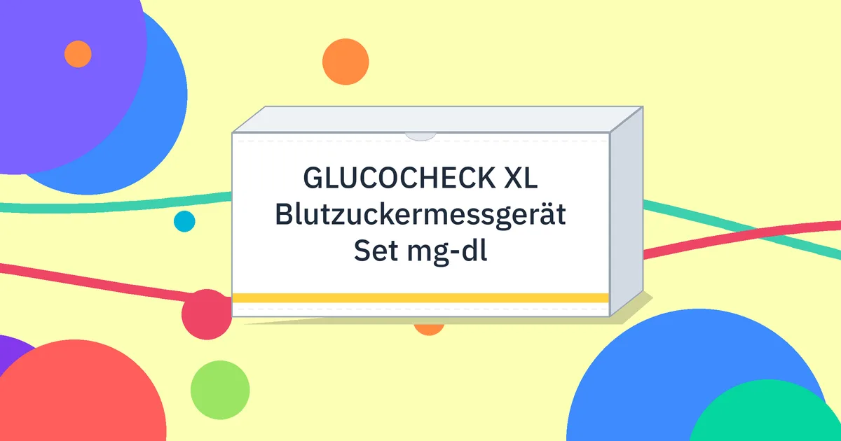 Symbolbild: Packung mit der Aufschrift GLUCOCHECK XL Blutzuckermessgerät Set mg-dl (PZN 12556375) – Verfügbarkeit und Bezug in Apotheken in Frankfurt am Main