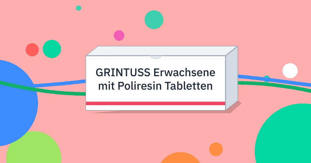 Symbolbild: Packung mit der Aufschrift GRINTUSS Erwachsene mit Poliresin Tabletten (PZN 13365625) – Verfügbarkeit und Bezug in Apotheken in Frankfurt am Main
