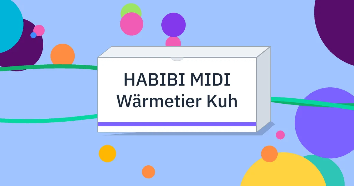 Symbolbild: Packung mit der Aufschrift HABIBI MIDI Wärmetier Kuh (PZN 15747667) – Verfügbarkeit und Bezug in Apotheken in Frankfurt am Main
