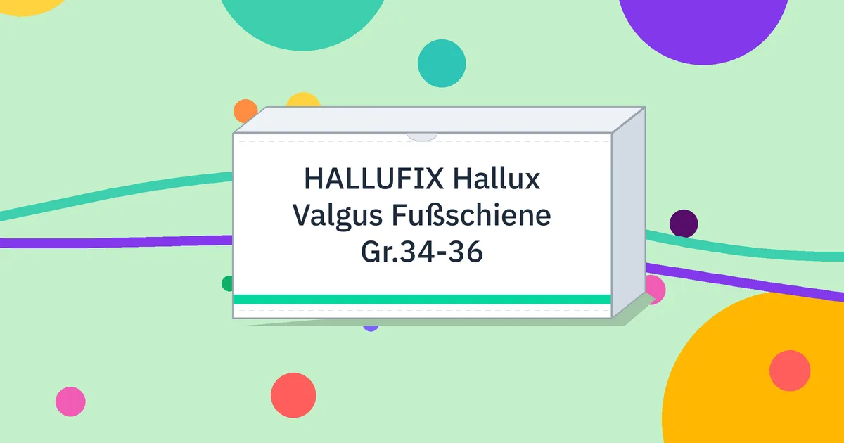 Symbolbild: Packung mit der Aufschrift HALLUFIX Hallux Valgus Fußschiene Gr.34-36 (PZN 02190358) – Verfügbarkeit und Bezug in Apotheken in Frankfurt am Main