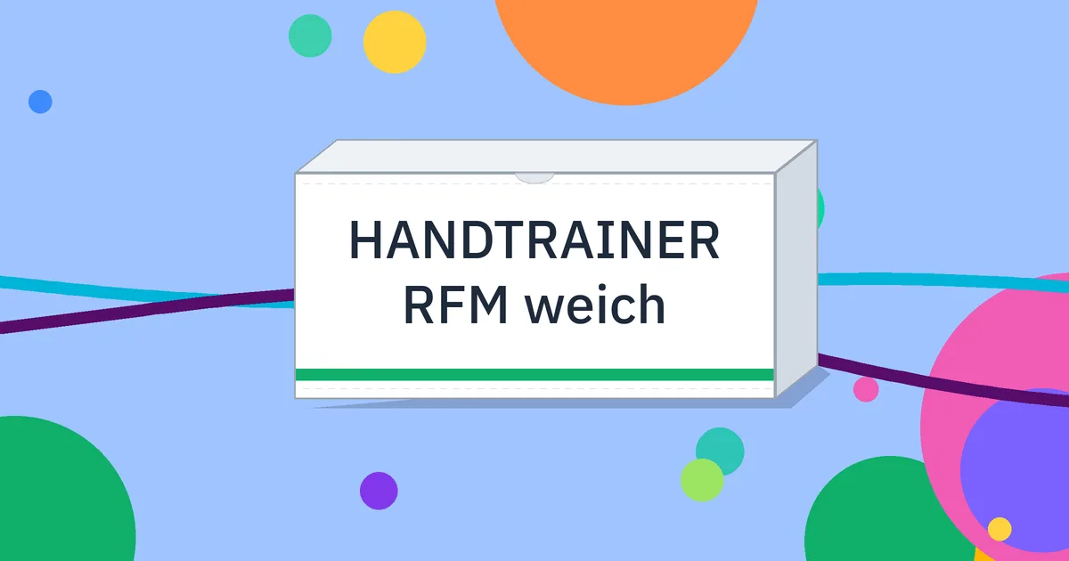 Symbolbild: Packung mit der Aufschrift HANDTRAINER RFM weich (PZN 13817955) – Verfügbarkeit und Bezug in Apotheken in Frankfurt am Main