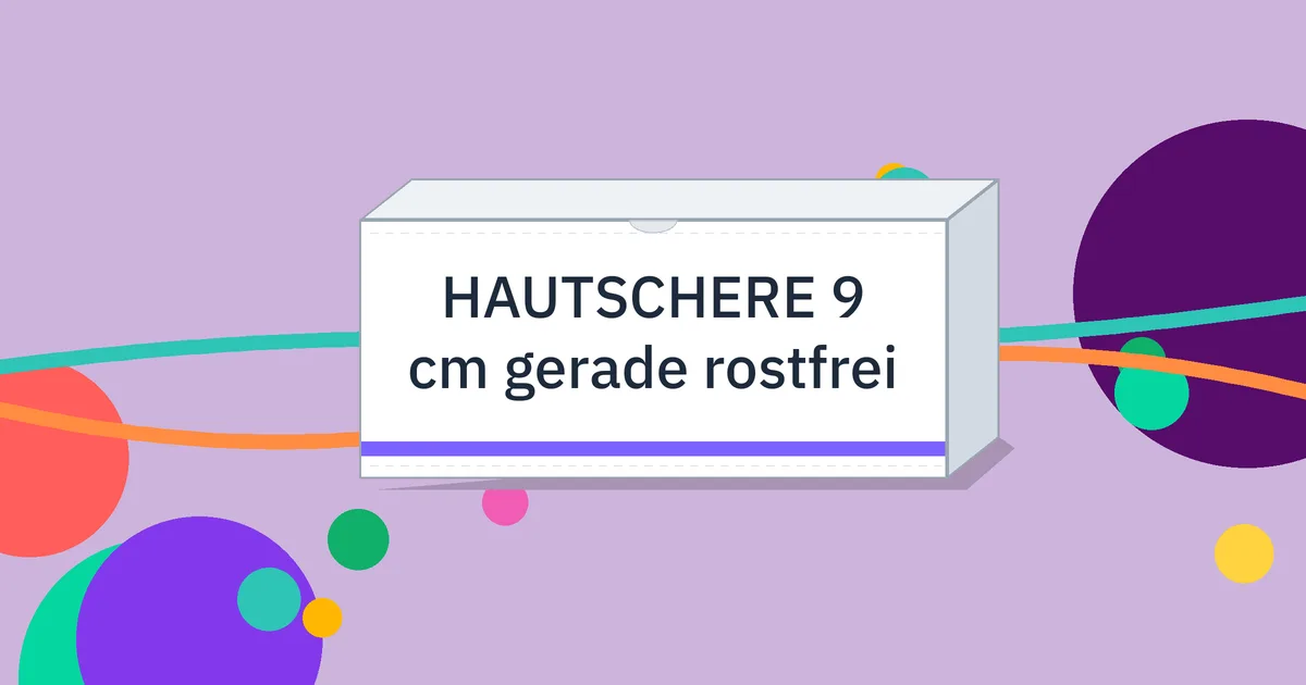 Symbolbild: Packung mit der Aufschrift HAUTSCHERE 9 cm gerade rostfrei (PZN 03901962) – Verfügbarkeit und Bezug in Apotheken in Frankfurt am Main