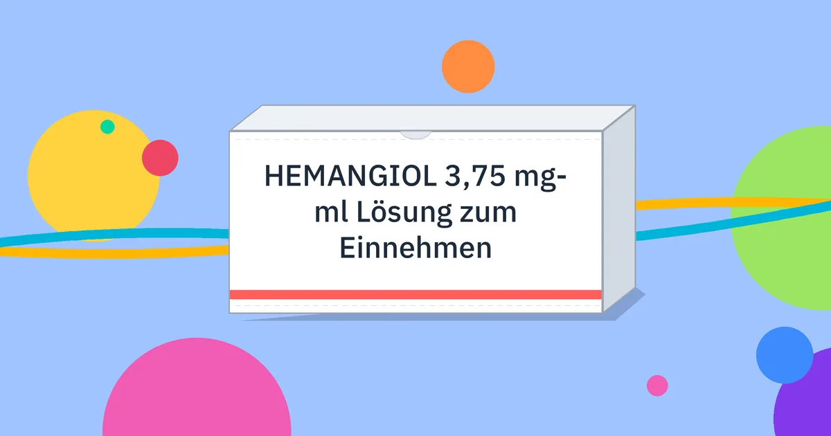 Symbolbild: Packung mit der Aufschrift HEMANGIOL 3,75 mg-ml Lösung zum Einnehmen (PZN 15735032) – Verfügbarkeit und Bezug in Apotheken in Frankfurt am Main