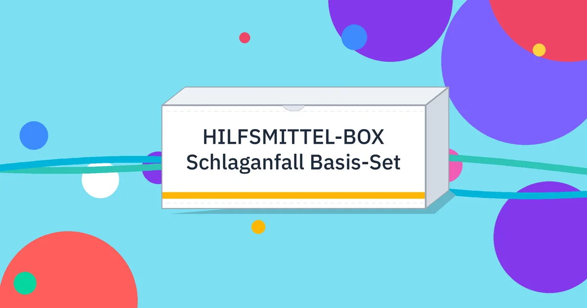 Symbolbild: Packung mit der Aufschrift HILFSMITTEL-BOX Schlaganfall Basis-Set (PZN 14398845) – Verfügbarkeit und Bezug in Apotheken in Frankfurt am Main