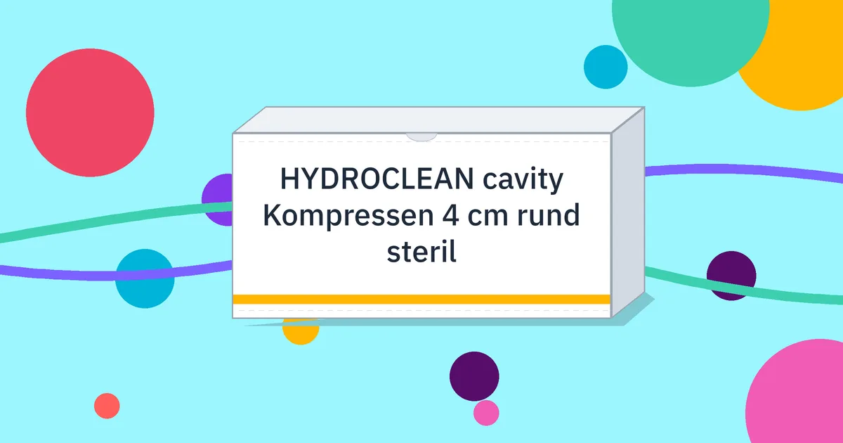 Symbolbild: Packung mit der Aufschrift HYDROCLEAN cavity Kompressen 4 cm rund steril (PZN 17434501) – Verfügbarkeit und Bezug in Apotheken in Frankfurt am Main