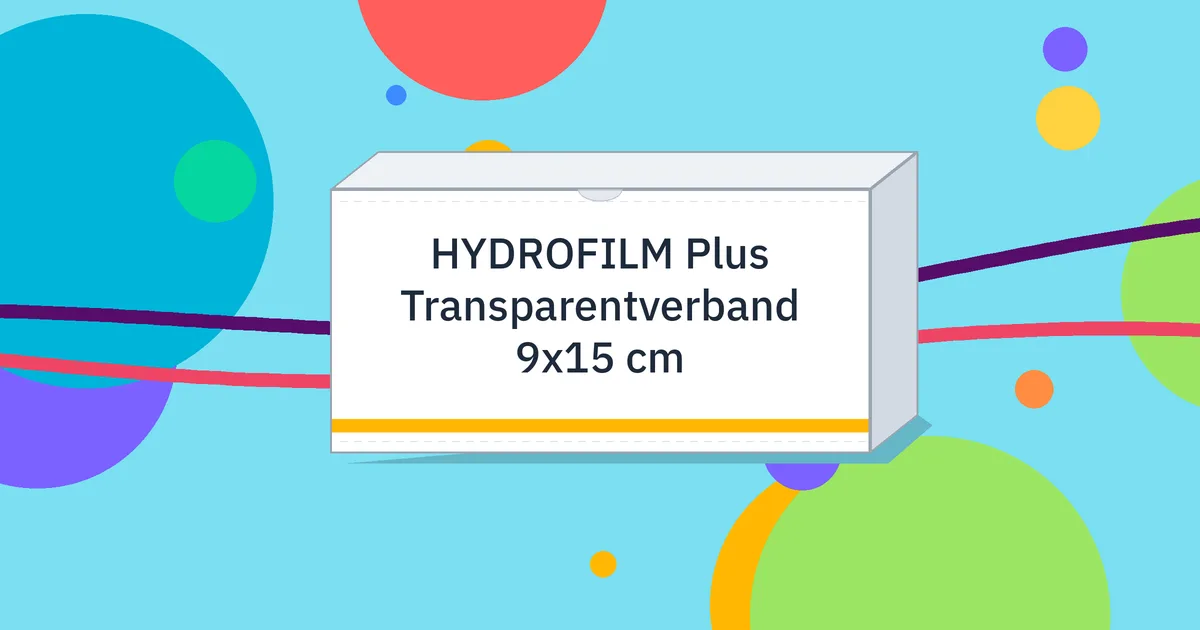 Symbolbild: Packung mit der Aufschrift HYDROFILM Plus Transparentverband 9x15 cm (PZN 10185584) – Verfügbarkeit und Bezug in Apotheken in Frankfurt am Main